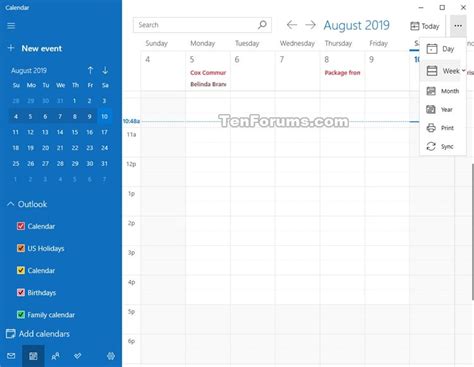 Change View In Calendar For Windows 10 Tutorials