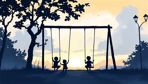 Free Playground Sunset Silhouettes Image Sunset Playground Swings