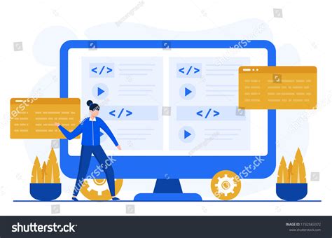 Programming Coding Concept Vector Illustration Flat เวกเตอร์สต็อก ปลอดค่าลิขสิทธิ์ 1732583372