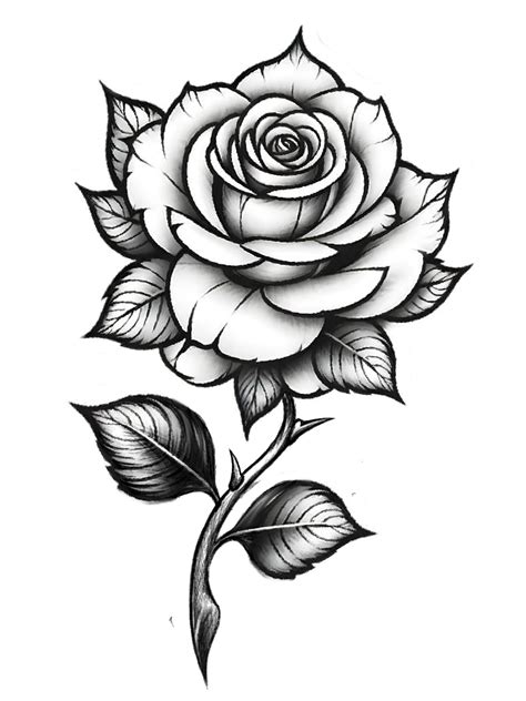 Realistic Rose Tattoo Stencil Perfect Design For Custom Body Art