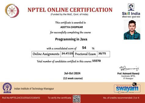 aditya chopkar on linkedin javaprogramming nptel certification programmingskills