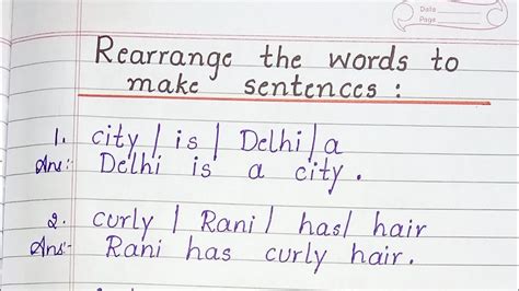 Rearrange The Words To Make Sentences Youtube
