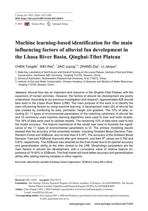 Pdf Machine Learning Based Identification For The Main Influencing