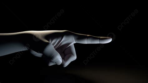 Human Hand Pointing At Another With Its Gloved Finger On A Black Background 3d Hand With A