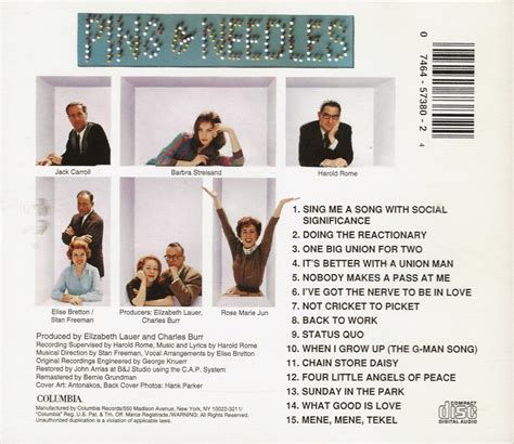 Streisand Albums Pins And Needles 1962 Cast Recording