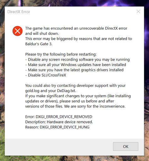 Direct X Error Rcomputers