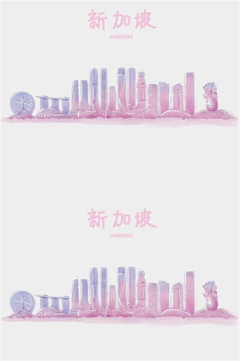 手绘新加坡城市地标图片
