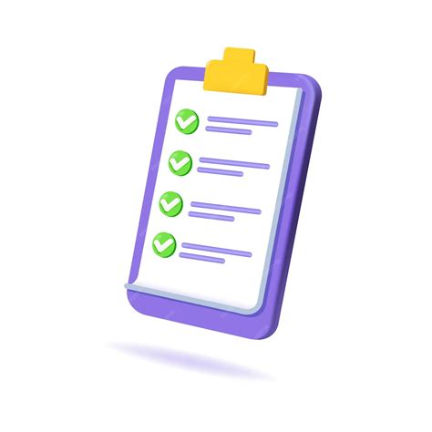 승인 시험 클립보드 마크 아이콘 과제 관리 토도 체크리스트 3d 현실적인 터 일러스트레이션 프리미엄 벡터