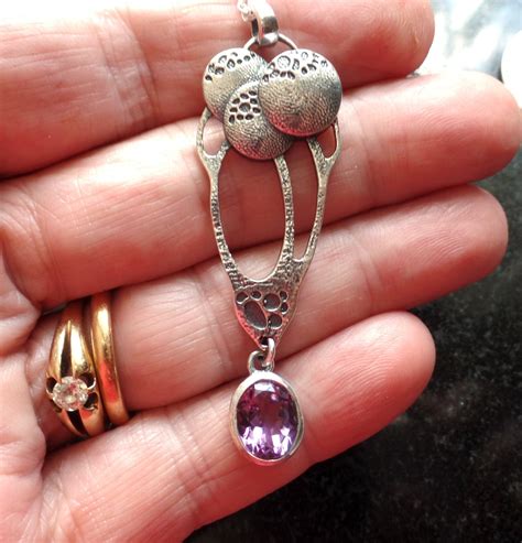 Clarice Cliff Bizarre Tall Trees Style Sterling Silver And Amethyst Necklace February Birthstone
