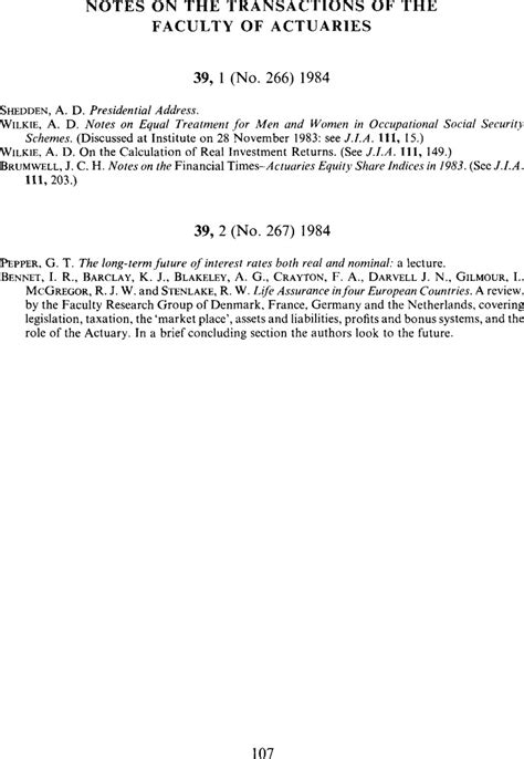 Notes On The Transactions Of The Faculty Of Actuaries Journal Of The Institute Of Actuaries