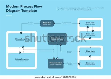 Modern Process Flow Diagram Template Blue Stock Vector Royalty Free