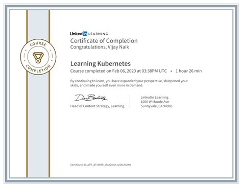 vijay naik on linkedin certificate of completion