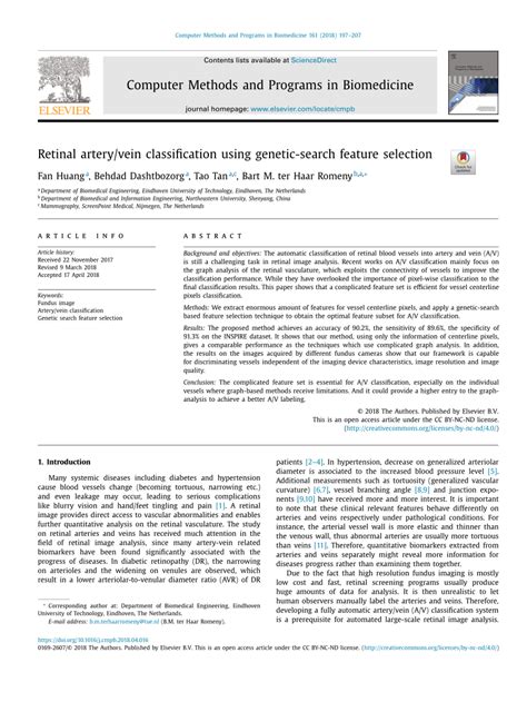 Pdf Retinal Arteryvein Classification Using Genetic Search Feature