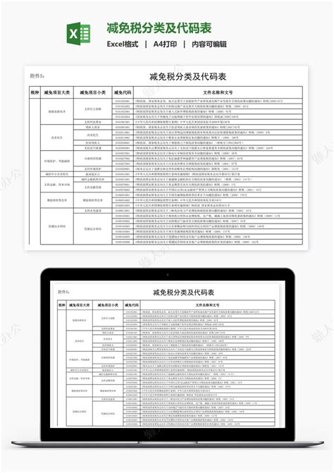 减免税分类及代码表免费下载 懒人办公