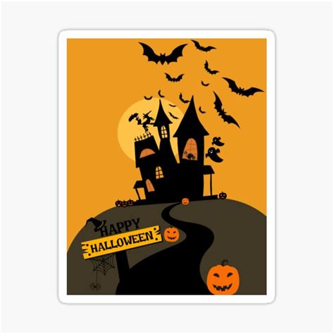 Halloween Hunted House Sticker For Sale By Neroeg Redbubble