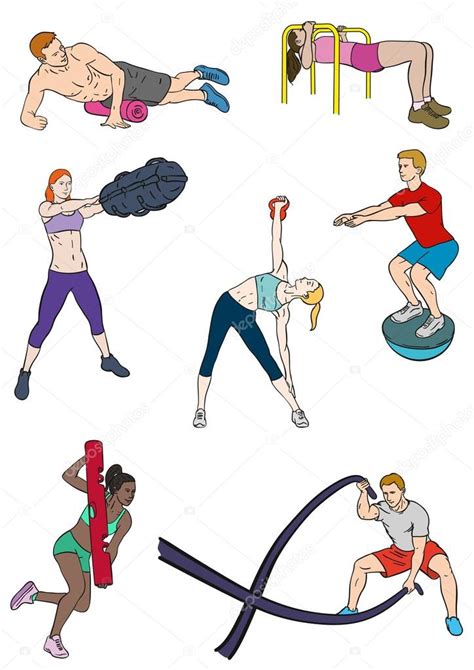 Functional Fitness Exercises Stock Vector Art Widjet 53416505