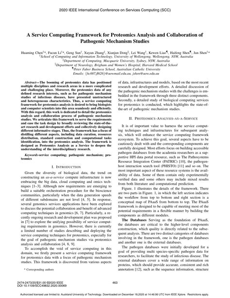 Pdf A Service Computing Framework For Proteomics Analysis And