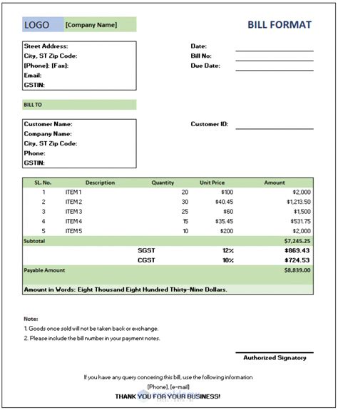 Tally Bill Format In Excel Create With 7 Easy Steps ExcelDemy