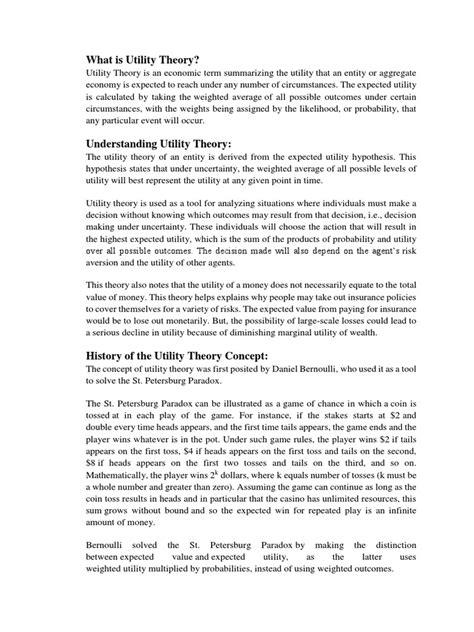 What Is Utility Theory Pdf Utility Economic Theories