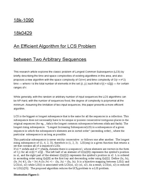 18k 1090 18k0429 An Efficient Algorithm For Lcs Problem Between Two