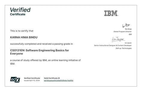 Hima Bindu Karna On Linkedin Course Softwareengineering Certification