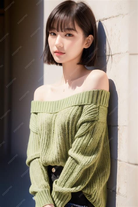 Premium Ai Image Portrait Of A Young Model Straight Platinum Hair In