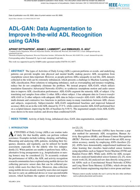 Pdf Adl Gan Data Augmentation To Improve In The Wild Adl Recognition