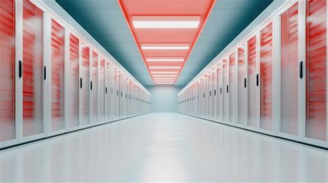 Exploring The Spacious Aisle Of A Modern Data Center With Advanced