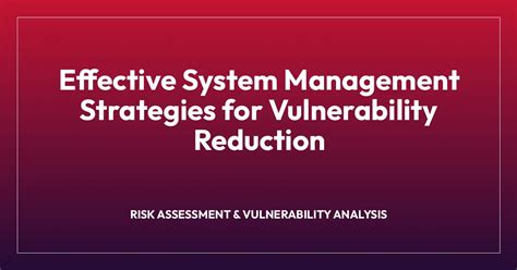 Effective System Management Strategies For Vulnerability Reduction • Disastershiksha