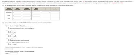 Solved A Set Up The ANOVA Table For This Problem Round Chegg Com