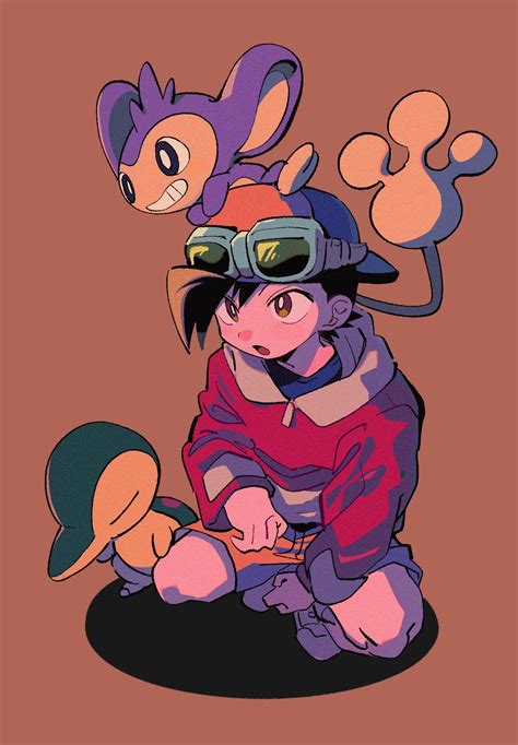 Ethan Cyndaquil And Aipom Pokemon And 1 More Drawn By Ok Ko19