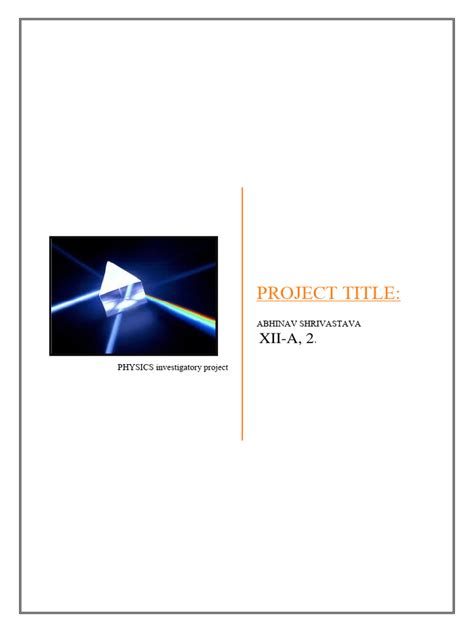 Physics Investigatory Project Pdf Refraction Refractive Index