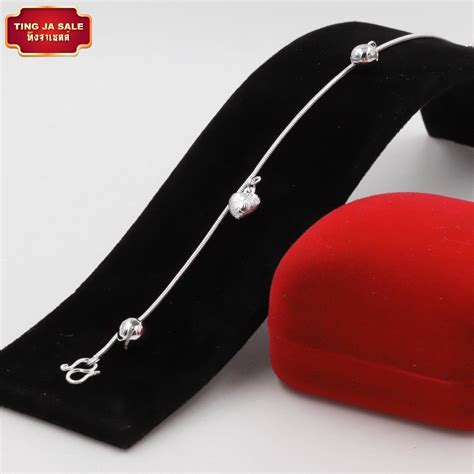 สร้อยข้อเท้าเงิน ลายกระดูกงูประดับกระพรวนสลับหัวใจ น้ำหนัก 1 บาทยาว 9 นิ้ว ชุบเงินแท้ 925 สินค้า