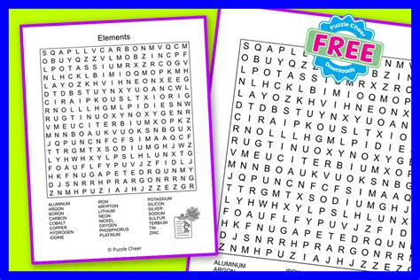 Elements Word Search Puzzle Puzzle Cheer