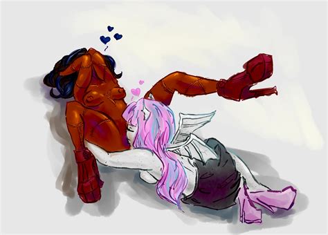 Rule 34 Blue Hair Cunnilingus Female Gargoyle Gray Skin Grey Skin High Heels Monster Girl