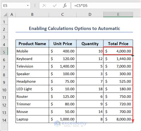 How To Make Excel Auto Calculate 6 Easy Methods Exceldemy