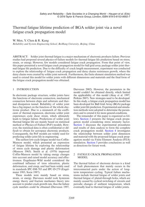 Pdf Thermal Fatigue Lifetime Prediction Of Bga Solder Joint Via A
