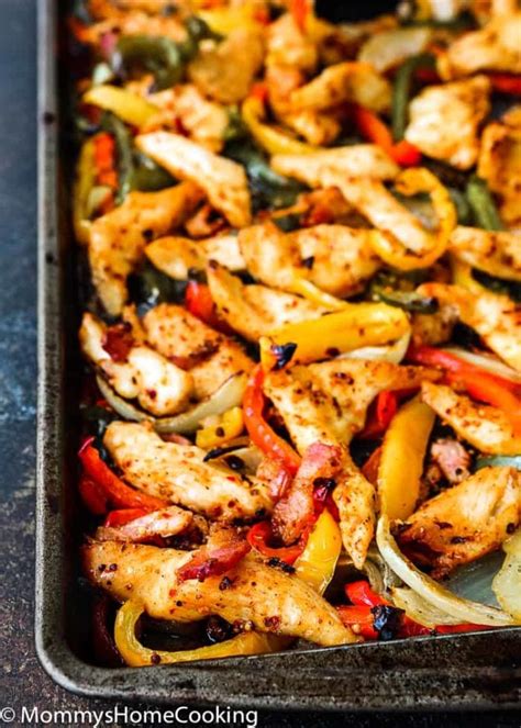 Sheet Pan Barbecue Bacon Chicken Fajitas Mommys Home Cooking
