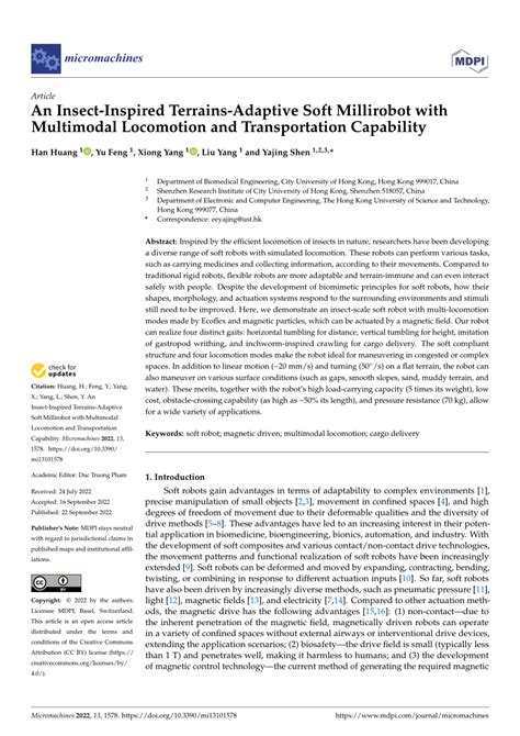 Pdf An Insect Inspired Terrains Adaptive Soft Millirobot With Multimodal Locomotion And