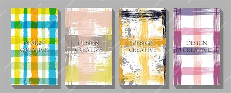 Colección De Diseño De Fondos De Rayas Multicolores Vector Premium