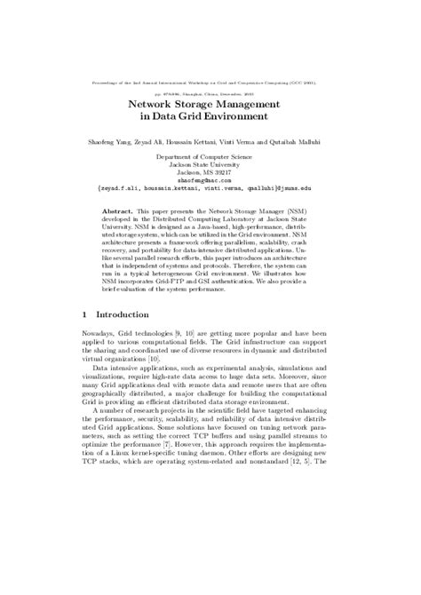 Pdf Network Storage Management In Data Grid Environment