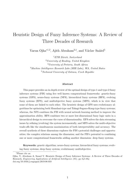 Pdf Heuristic Design Of Fuzzy Inference Systems A Review Of Three Decades Of Research