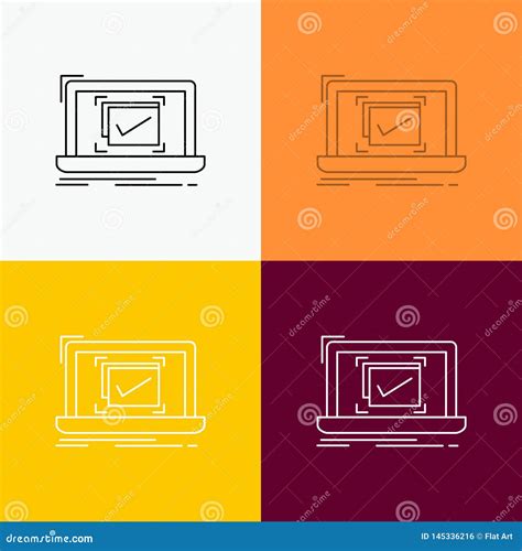 System Monitoring Checklist Good Ok Icon Over Various Background Line Style Design