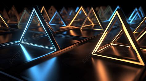 รูปพื้นหลังสามเหลี่ยมที่มีแสงขอบในการเรนเดอร์ 3 มิติ พื้นหลัง สามเหลี่ยม 3 มิติ รูปร่าง 3 มิติ