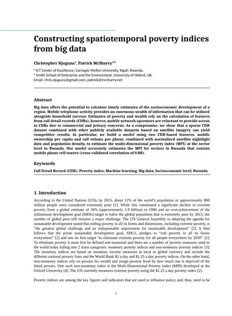 Pdf Constructing Spatiotemporal Poverty Indices From Big Data