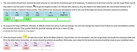 Solved The Cannonball Should Have Reached Terminal Velocity