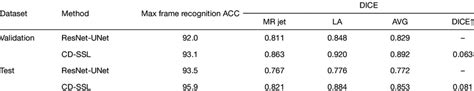 Evaluation Of The Segmentation Algorithm In Validation And Test Datasets Download Scientific