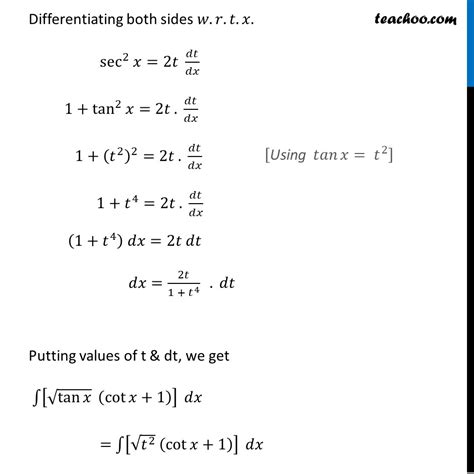 Example Evaluate Integral Root Cot X Root Tan X Dx