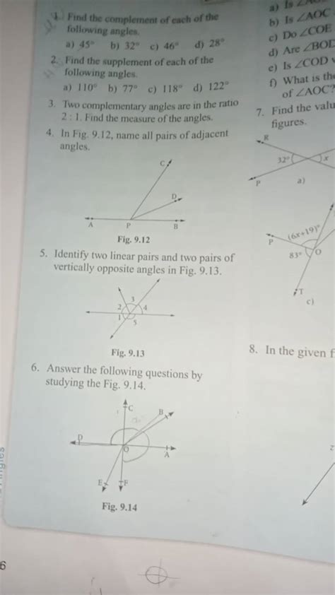 4 find the complement of each of the following angles a 45∘b 32∘c