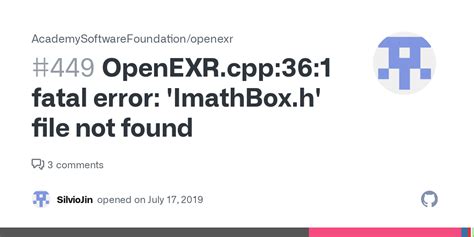 Openexrcpp3610 Fatal Error Imathboxh File Not Found · Issue 449